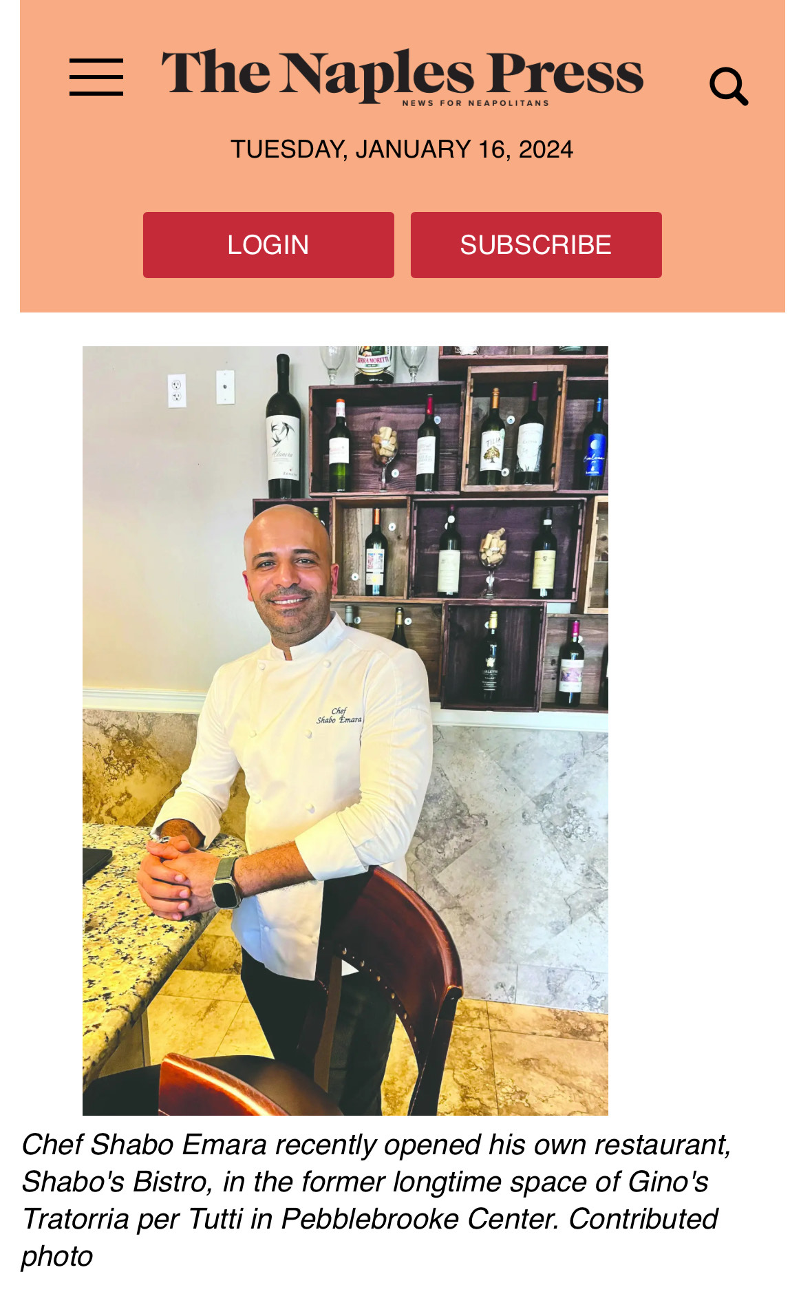 The Naples Press Article featuring chef Shabo – Shabo's Bistro Naples